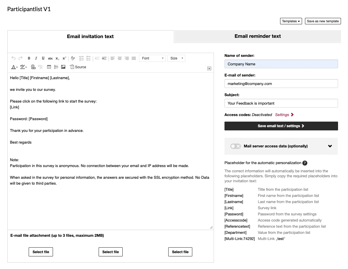 FAQ: Invite survey participants per e-mail
