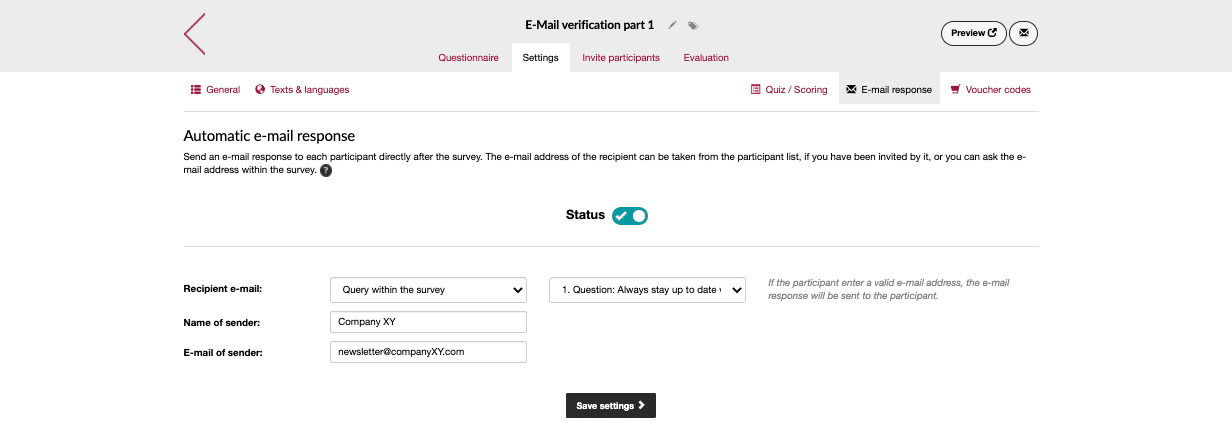 Double opt-in procedure with two surveys | Tutorial